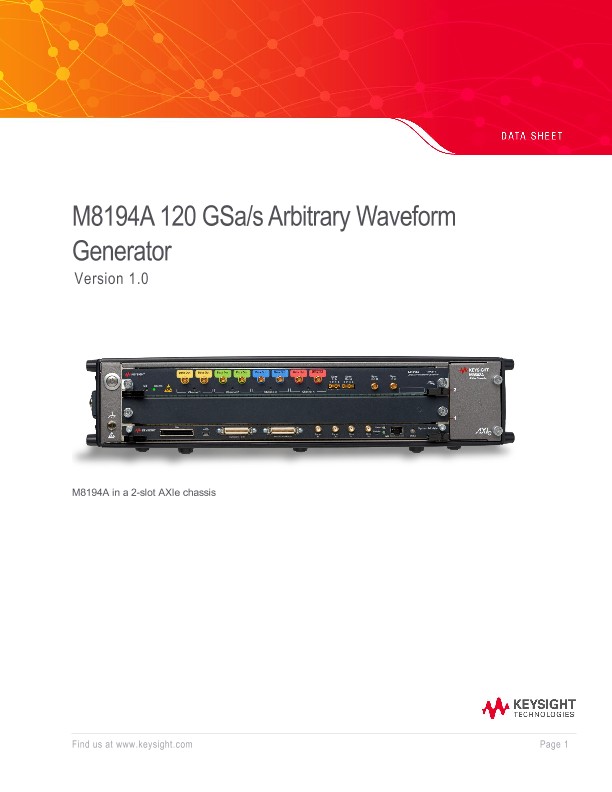 M8194A 120 GSa/s Arbitrary Waveform Generator PDF Asset Page | Keysight